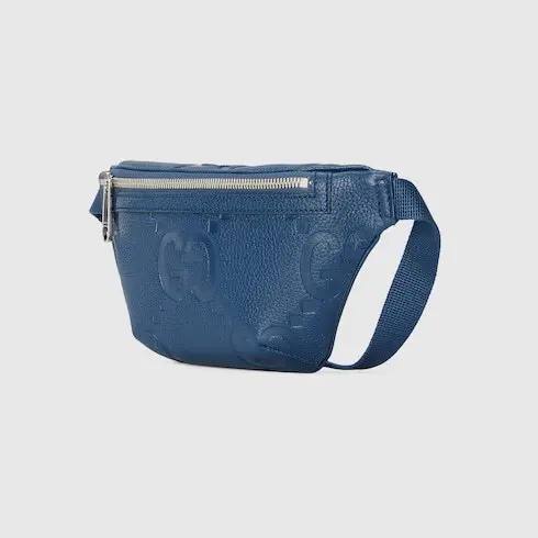 Gucci Jumbo Gg Small Belt Bag Gg Leather - Blue Leather | Editorialist